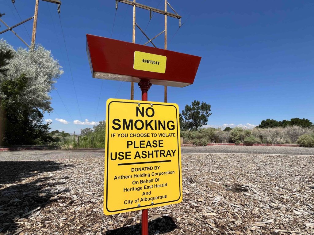 No smoking signs posted on ashtrays at Heritage Hills Park